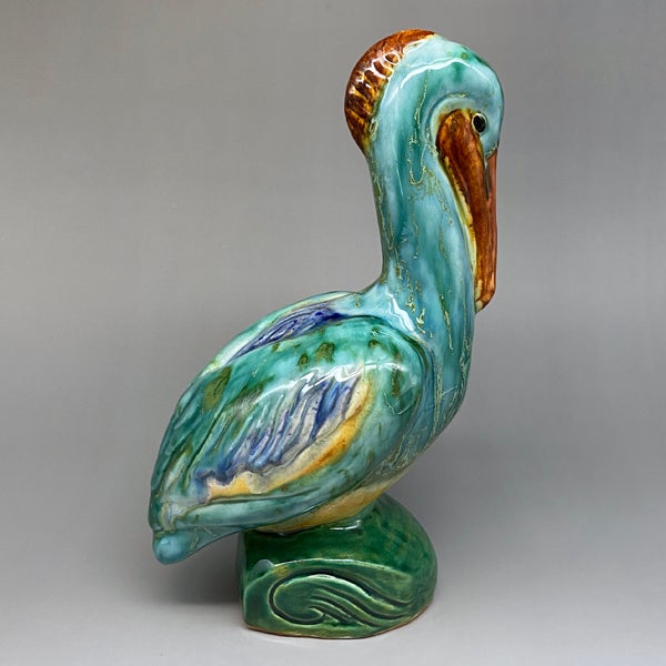 Small Pelican in Mermaid and Flowing Green | wolfebirds.com